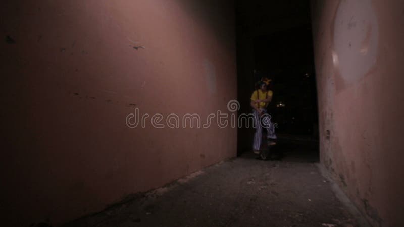 The Scary Clown Making Horror Faces into Camera. Halloween Horror ...