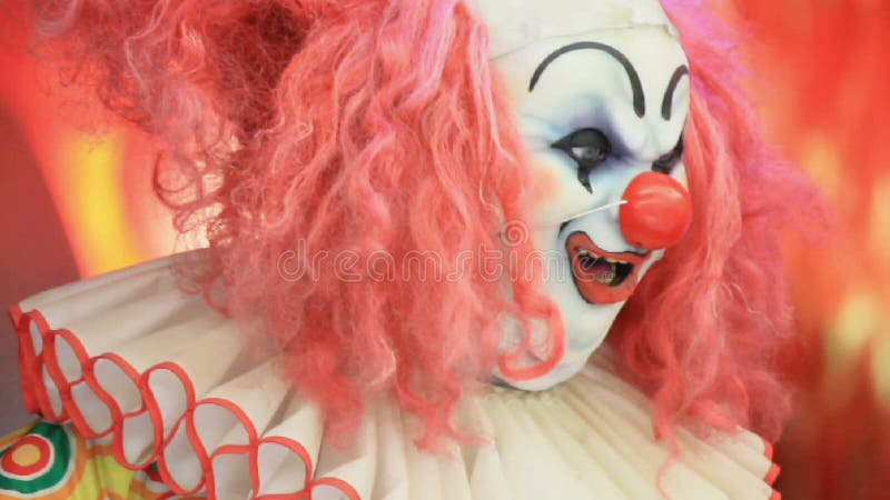 Scary clown robot smiling. stock footage. Video of mask - 46453628