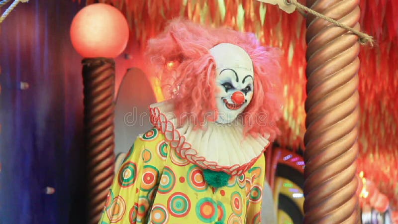 Scary clown robot smiling. stock video. Video of circus - 46453795