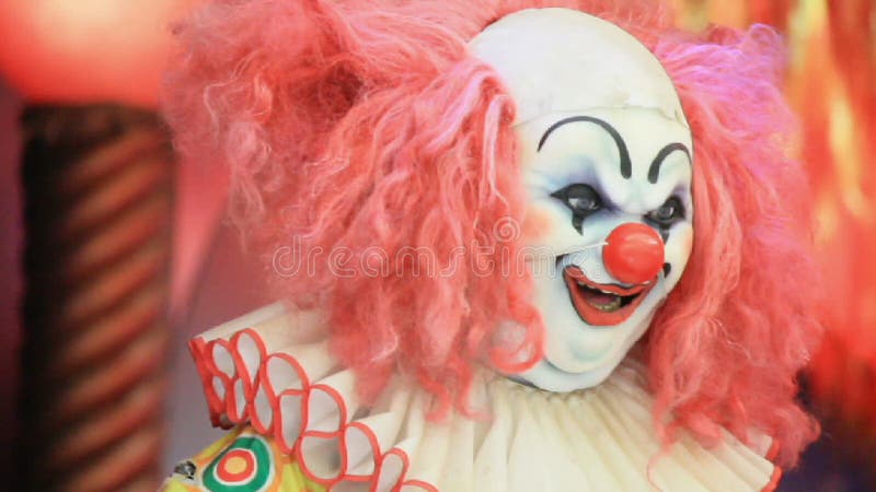 Scary clown robot smiling. stock footage. Video of mask - 46453628