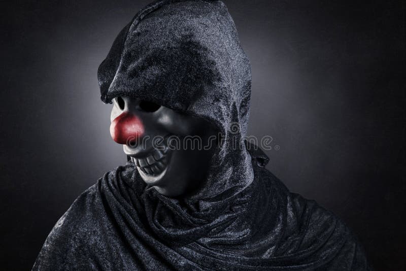 Scary Clown Showing His Teeth Over Dark Background Stock Image - Image ...