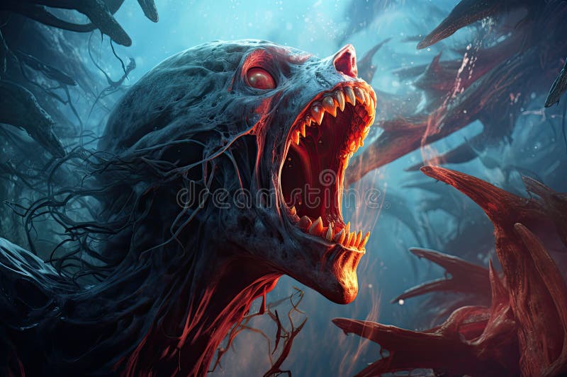 Scary Creature in Chaotic Environment: a Death Strike Monster Stock ...