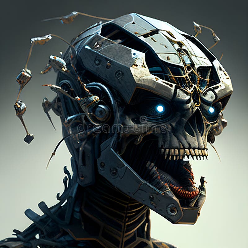 A Cyborg with a Scary Look Generated by Ai Stock Illustration ...