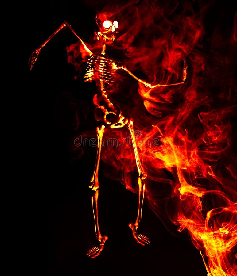 Dancing Halloween Skeleton Fire Stock Image - Image of skull, person ...