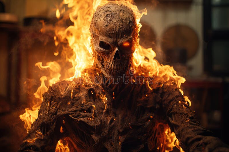 Scary Devil, Demon Burning Fire Flames Stock Image - Image of fire ...