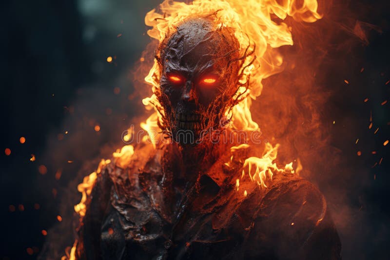 Scary Devil, Demon Burning Fire Flames Stock Photo - Image of dead ...