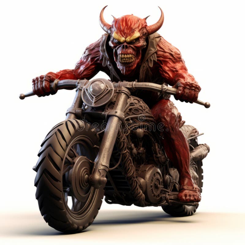 Scary Devil Motorcycle: Realistic Hyper-detailed Rendering Stock ...