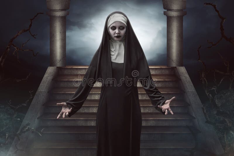 Scary Devil Nun stock image. Image of blood, monster - 78587845