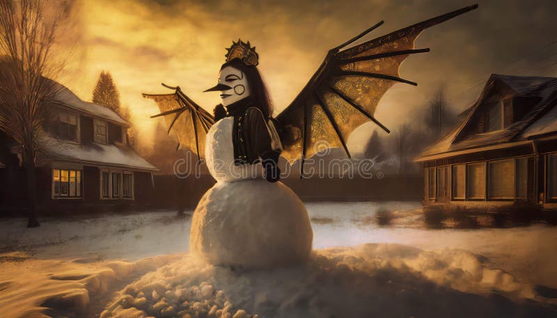 A Scary Dragon Snow Lady on a Cold Day Stock Illustration ...