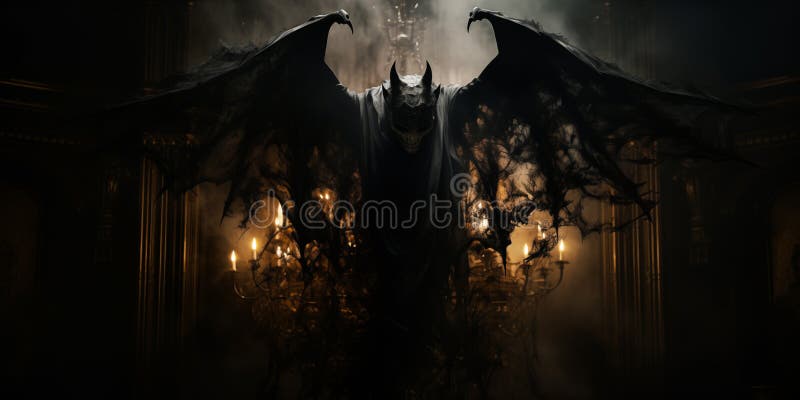 Scary Evil Bat Vampire Monster in Dark Room with Smoke Stock ...