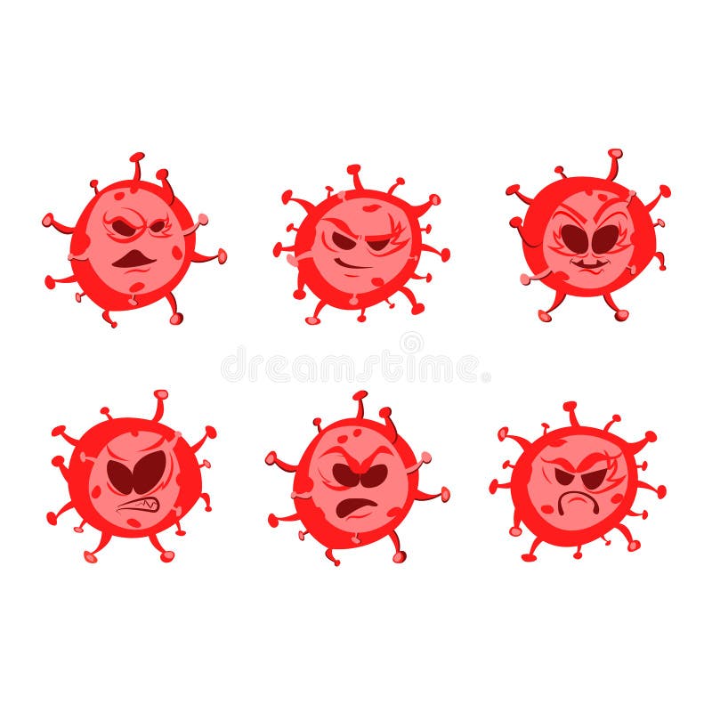 Scary Evil Faces Coronavirus Emotions Virus Cute Stock Vector ...