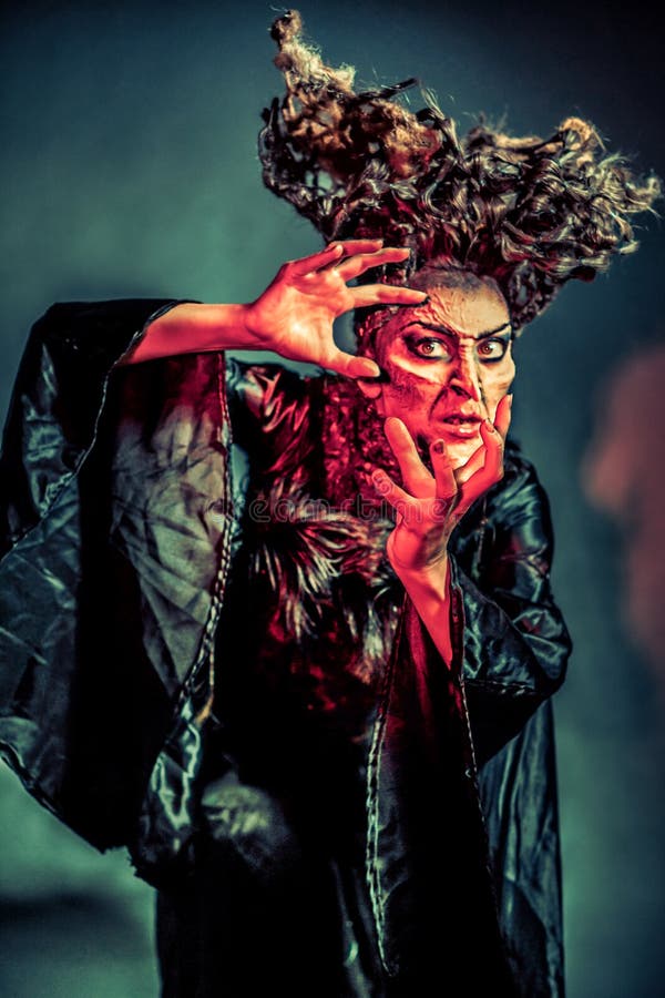 Scary Witch Casting a Spell Stock Image - Image of dark, fairytale ...