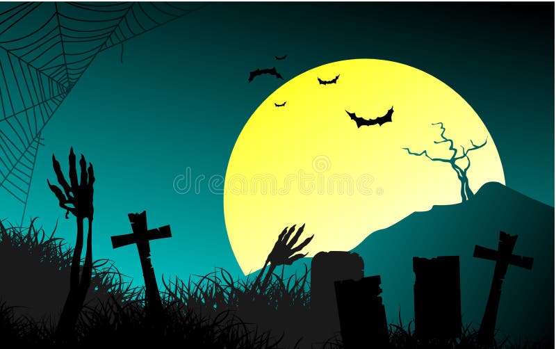 Halloween Scary Evil Zombies with Spider Web Background Stock Vector ...