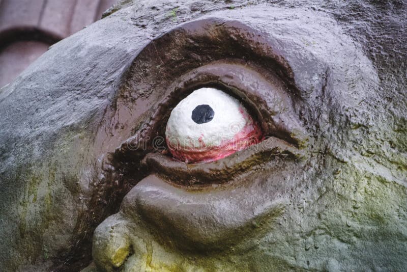Scary Eye of a Monster Sculpture Stock Photo - Image of concept, horror ...