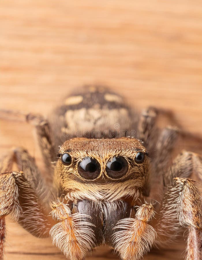 Scary Eyes of Jumping Spider with Empty Space for Text, Arachnophobia ...