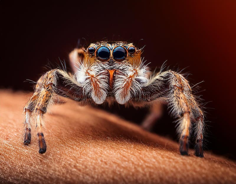 Scary Eyes of Jumping Spider with Empty Space for Text, Arachnophobia ...