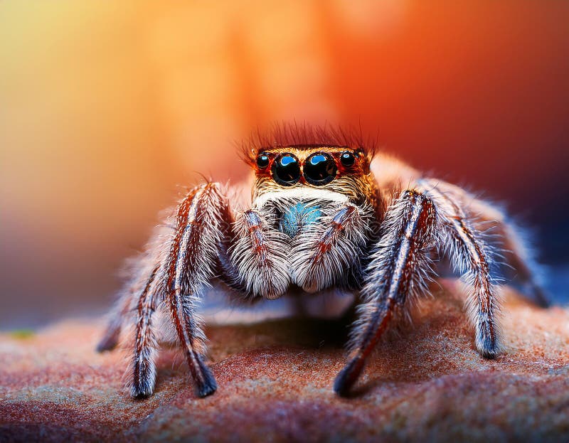 Scary Eyes of Jumping Spider with Empty Space for Text, Arachnophobia ...