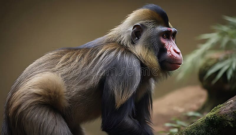 The Scary Face of a Mandrill Monkey Stock Illustration - Illustration ...