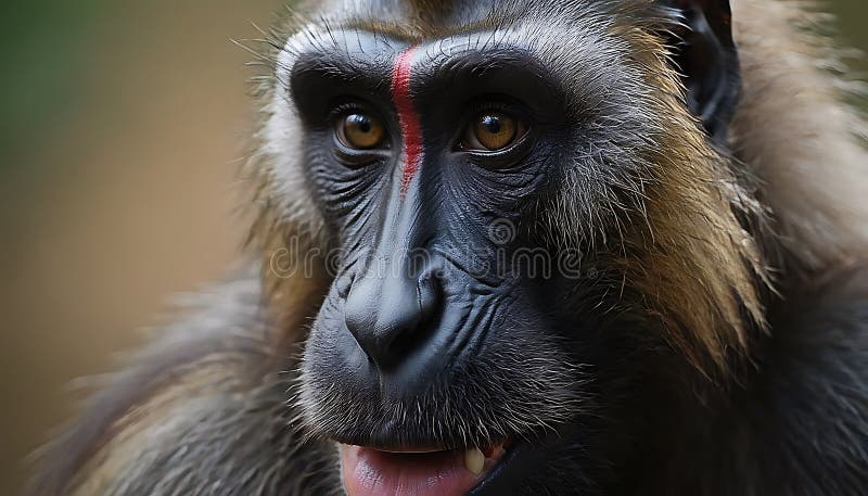 The Scary Face of a Mandrill Monkey Stock Illustration - Illustration ...