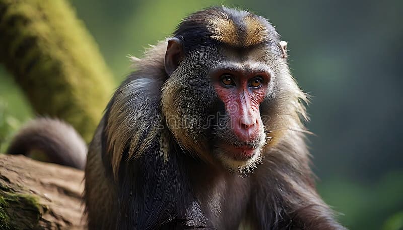 The Scary Face of a Mandrill Monkey Stock Illustration - Illustration ...