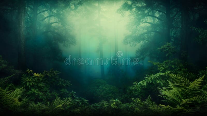 Scary and Foggy Forest Background with Empty Space, Generative AI Stock ...