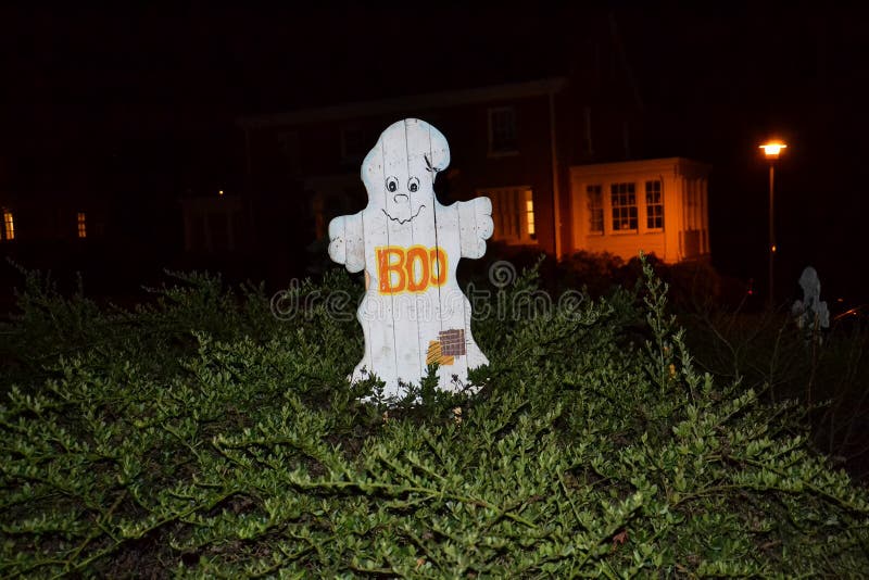 Scary Ghost on a Bush As a Decoration for Halloween Stock Photo - Image ...