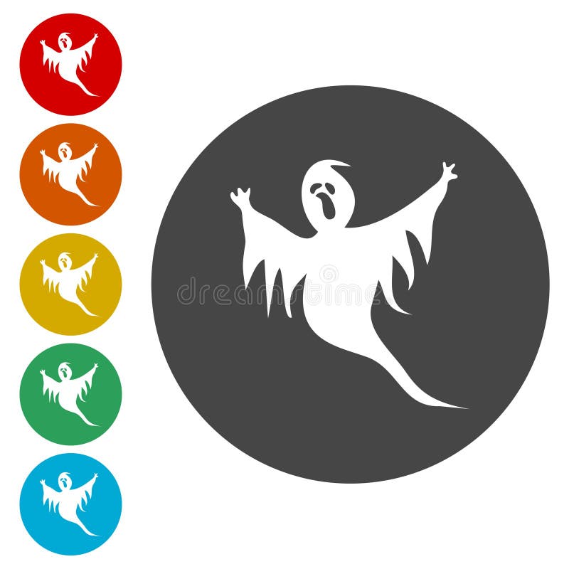 Scary Ghost Circle Icon stock vector. Illustration of costume - 131690204