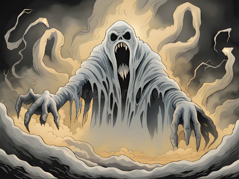 Scary Ghost Standing on the Dark Corridor, AI Generated Stock ...