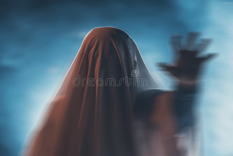 Halloween Concept with Ghost in Smoky Night Stock Image - Image of ...