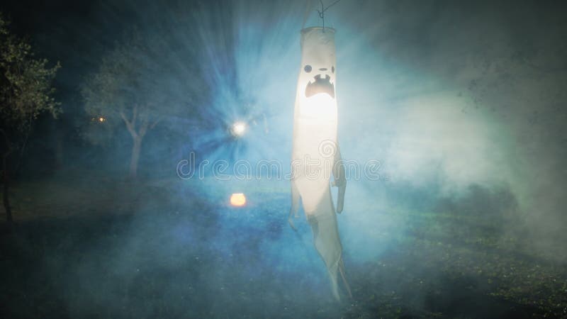 Scary Ghost among the Fog in the Night Forest Halloween Stock Image ...