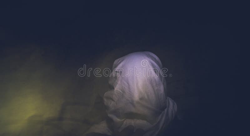 Scary Ghost in Foggy Night Halloween Background Stock Photo - Image of ...