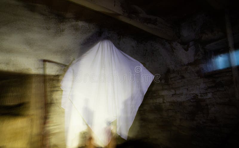 Scary Ghost in Foggy Night Halloween Background Stock Photo - Image of ...