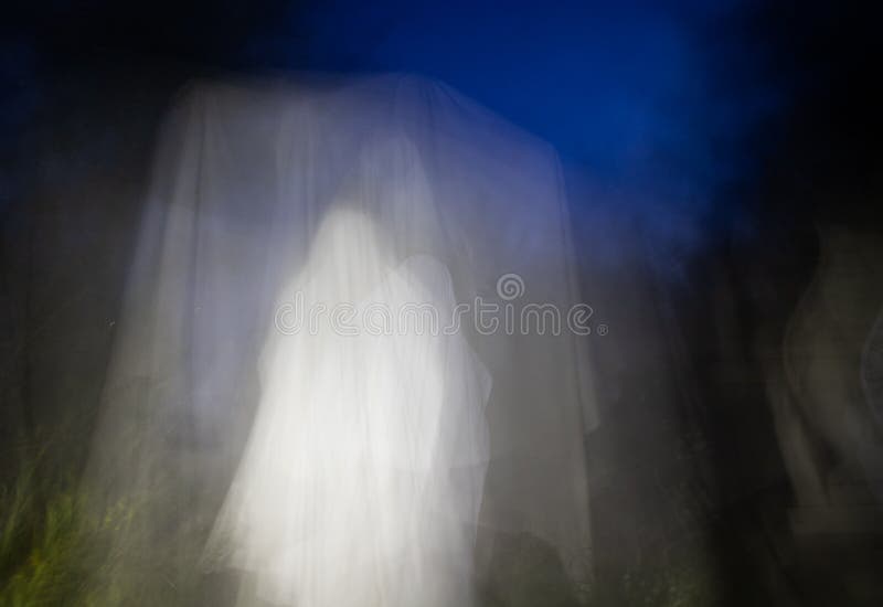 Scary Ghost in Foggy Night Halloween Background Stock Photo - Image of ...