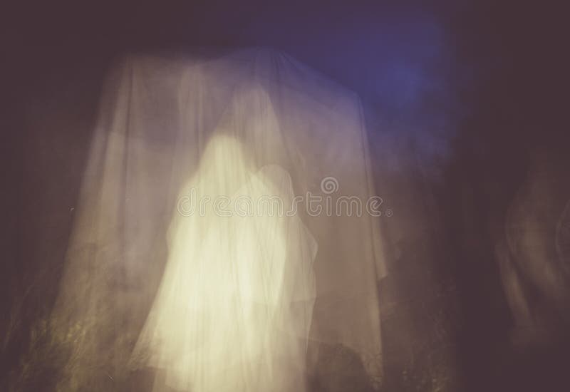 Scary Ghost in Foggy Night Halloween Background Stock Photo - Image of ...