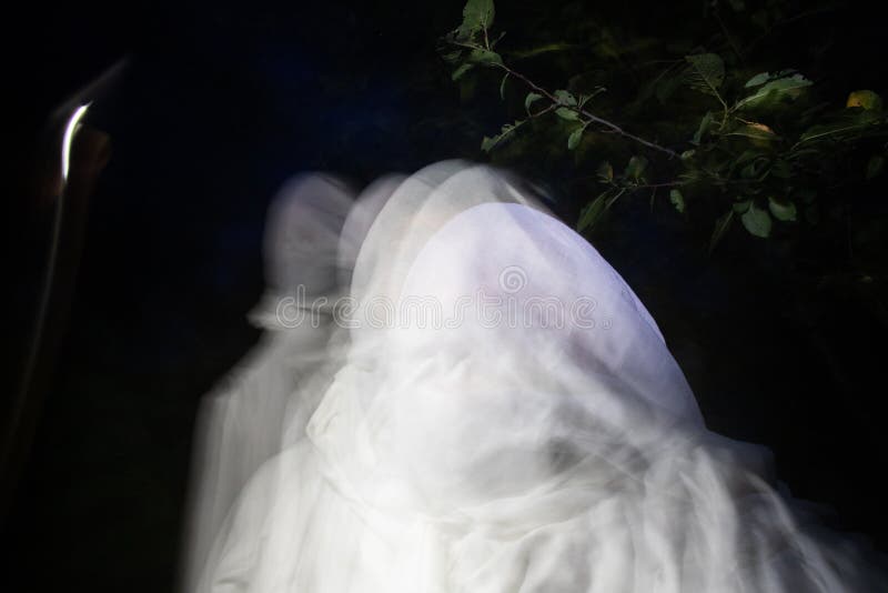 Scary Ghost in Foggy Night Halloween Background Stock Photo - Image of ...