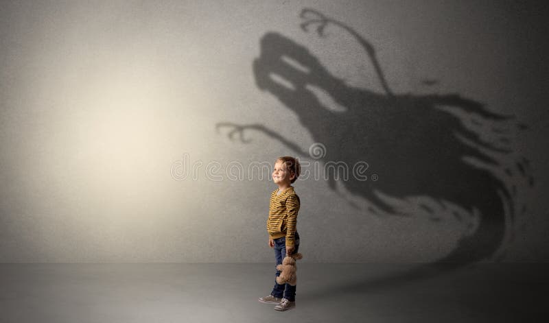 Scary Ghost Shadow Behind Kid Stock Photo - Image of haze, afraid ...
