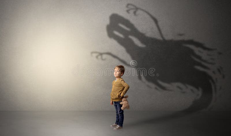 Scary Ghost Shadow Behind Kid Stock Photo - Image of ground, nightmare ...