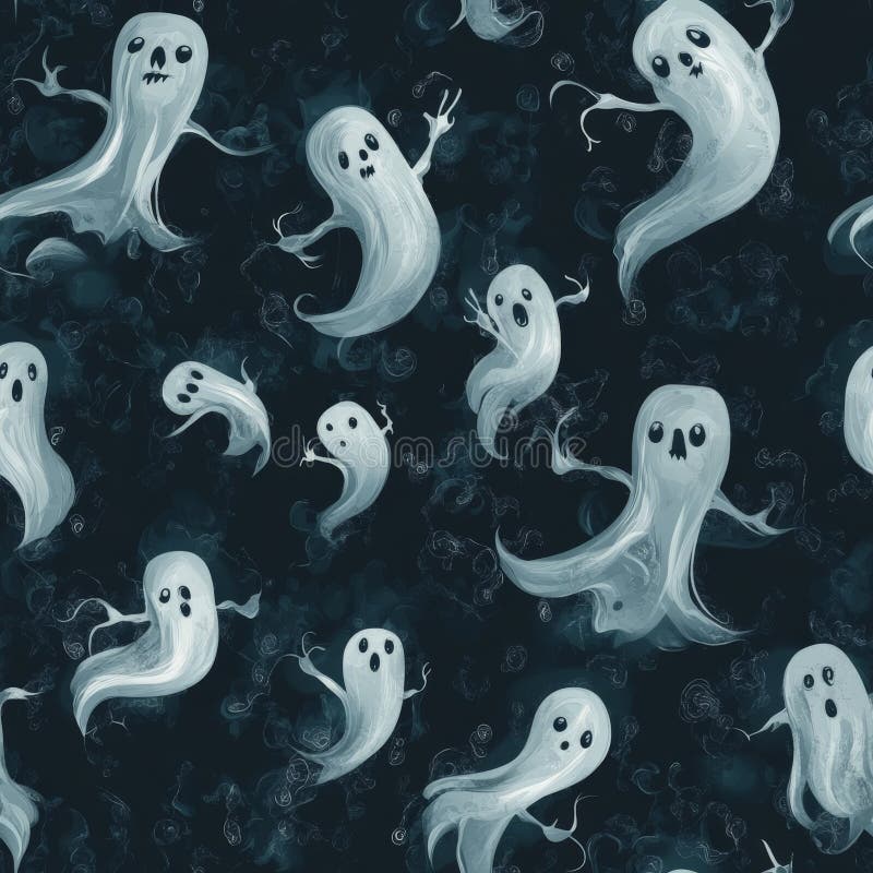 Scary Ghostly Mist Pattern Eerie Transparent Spirits Floating Night ...