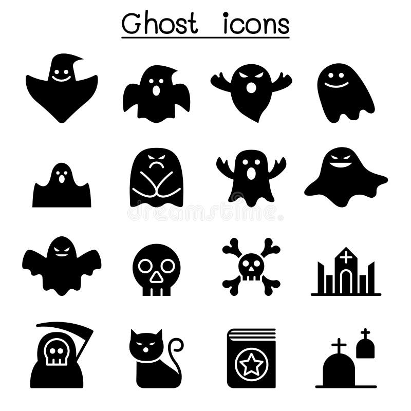 Scary Ghosts Design, Halloween Characters Icons Set Stock Vector ...