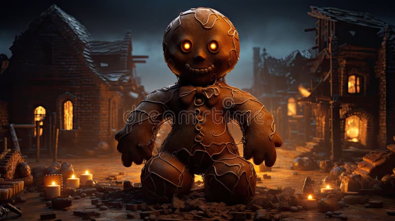 Scary Gingerbread Man during Halloween Celebration Stock Image - Image ...