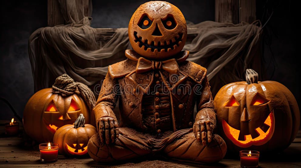 Scary Gingerbread Man during Halloween Celebration Stock Photo - Image ...