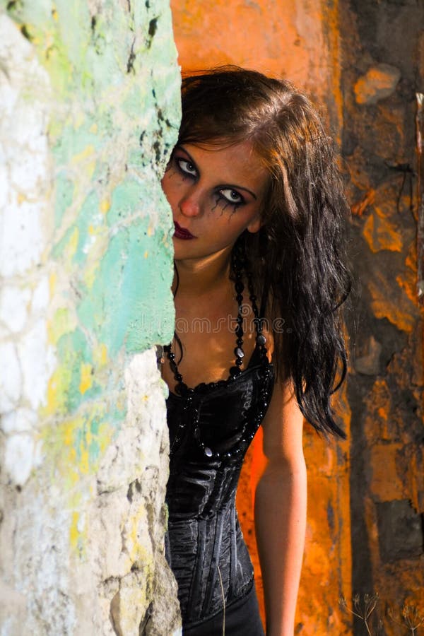 Scary Goth Girl stock photo. Image of doorway, role, beauty - 6355012