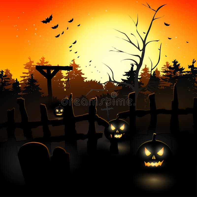 Scary graveyard stock illustration. Illustration of holiday - 34865697
