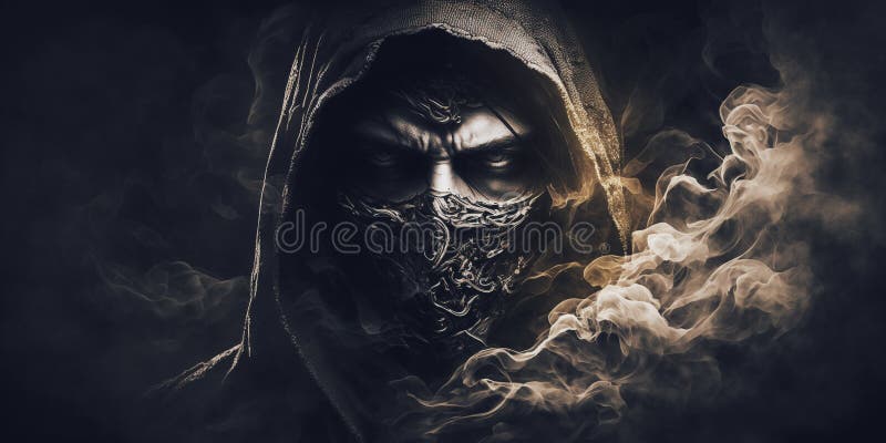 Scary Grim Reaper in the Dark Stock Illustration - Illustration of hood ...