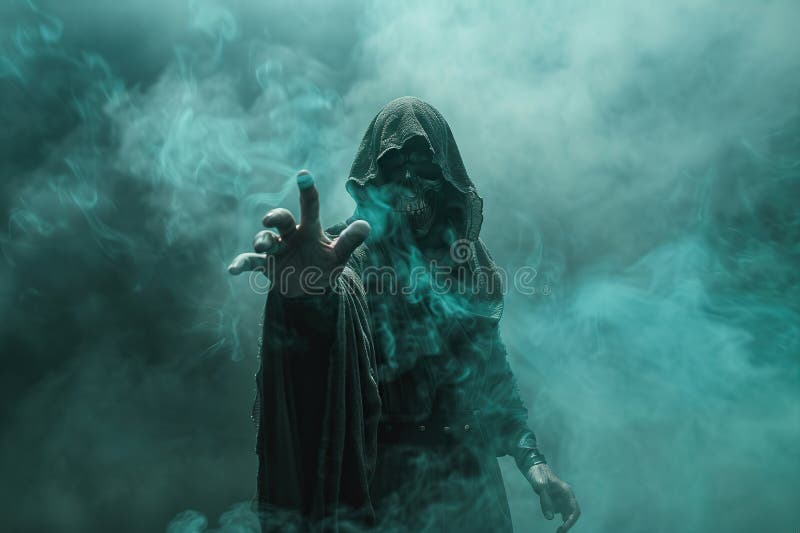 Scary Grim Reaper with Sharp Scythe in Hell with Dramatic Background ...