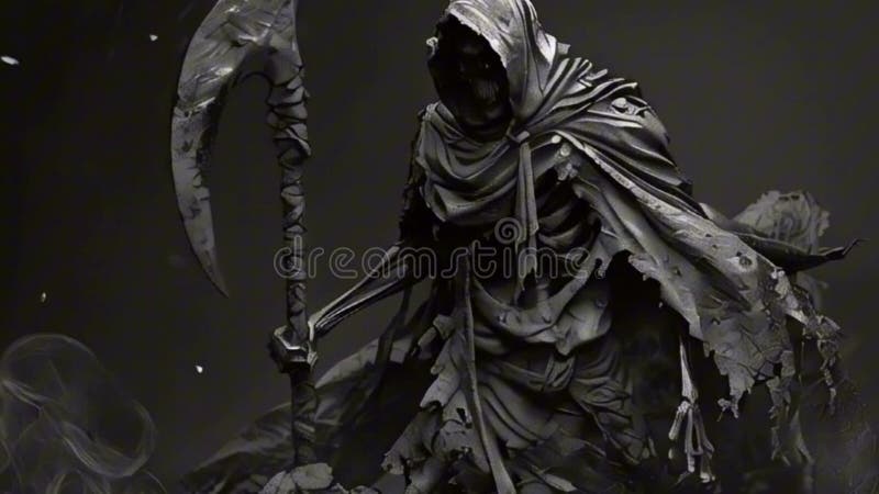 Scary Grim Reaper with Sharp Scythe in Hell with Dark Dramatic Color ...