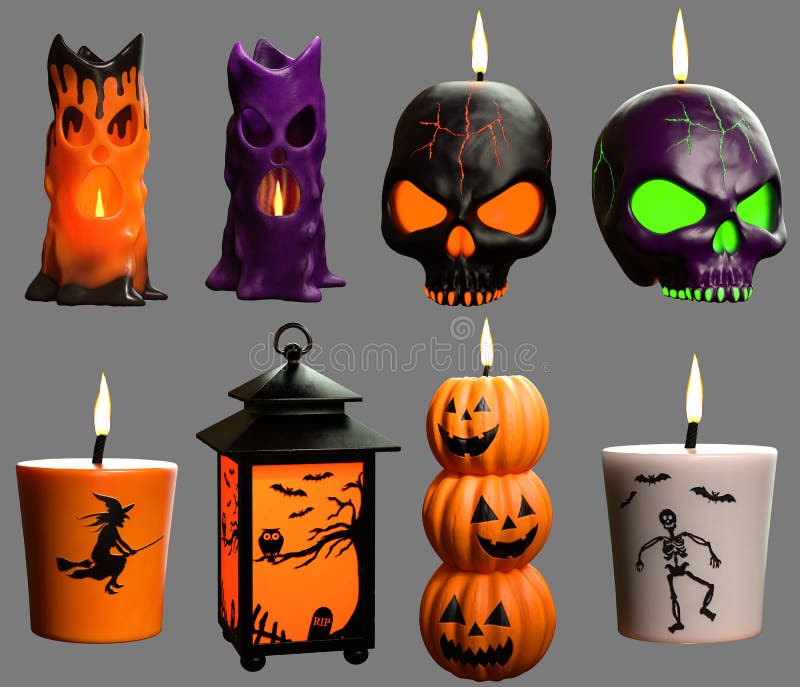 Halloween Candles 3D Illustration Stock Illustration - Illustration of ...