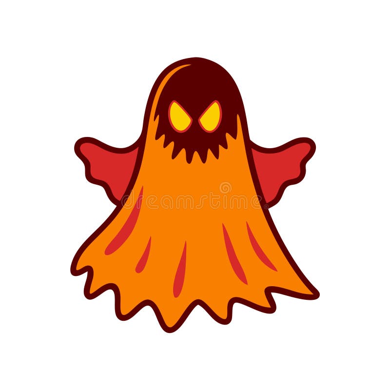 A Scary Halloween Ghost with Red Eyes and a Red Cape Stock Illustration ...