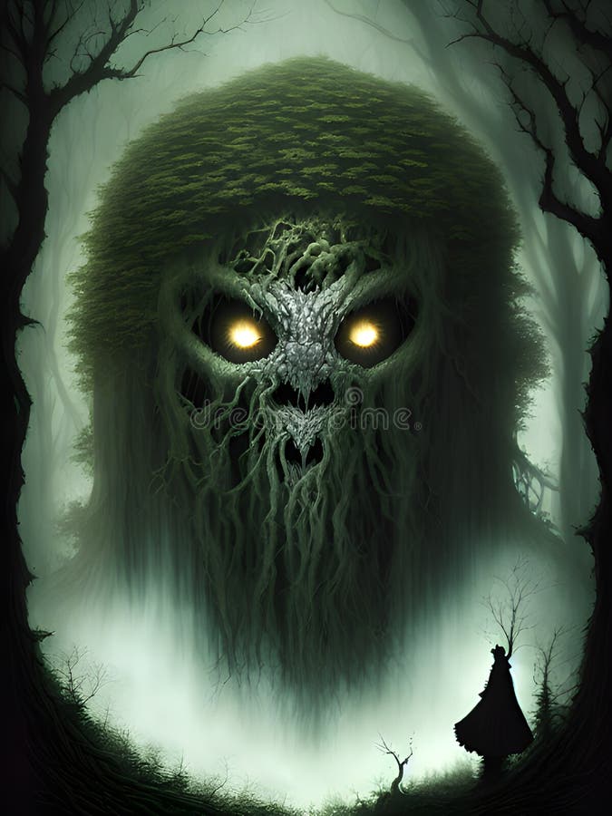 A Scary Halloween Night with a Spooky Tree in the Middle Forest, Ai ...