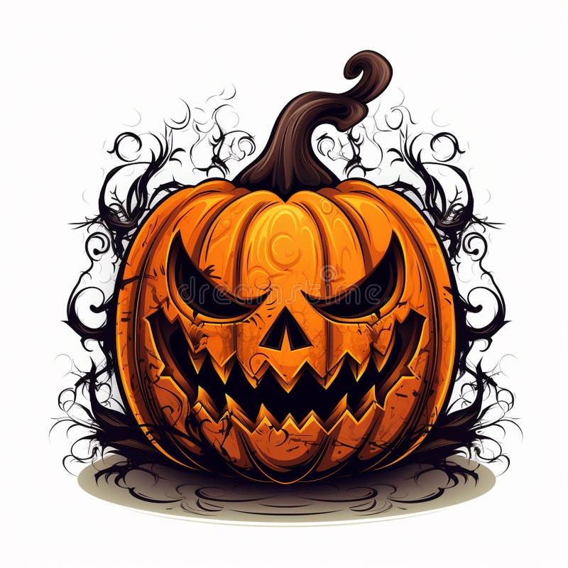 Scary Halloween Pumpkin Patch at Night Stock Illustration ...